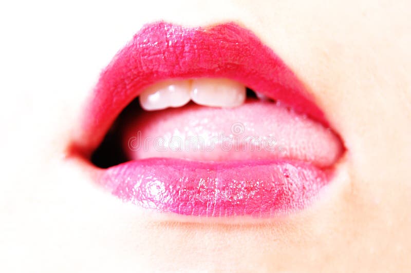 Putting on lip-stick stock image. Image of attractive, pure - 328583