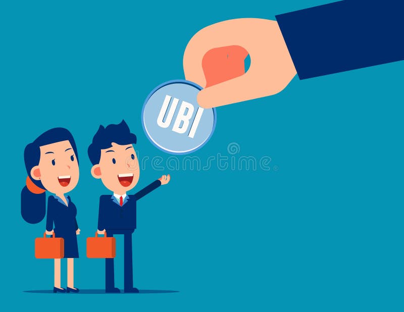 Putting Money with Universal Basic Income UBI Sign Stock Vector ...