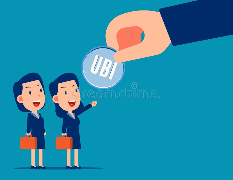 Putting Money with Universal Basic Income UBI Sign Stock Vector ...