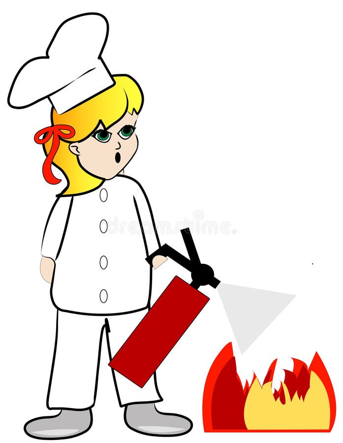 Putting out kitchen fire stock vector. Illustration of chef - 4616745
