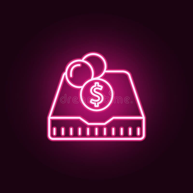 Putting in Pennies Neon Icon. Elements of Banking Set Stock ...
