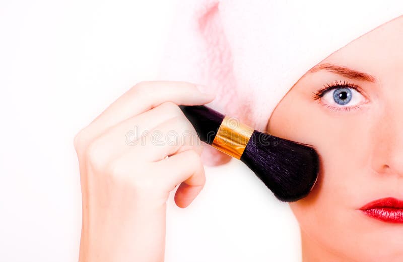 Putting powder stock image. Image of lips, portrait, babe - 3399401