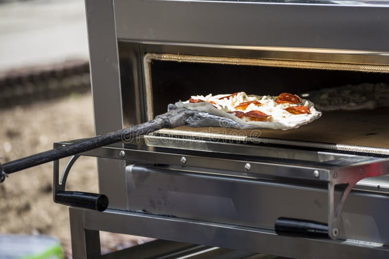 Uncooked Pepperoni Pizza in the Oven Stock Image - Image of food, yummy ...