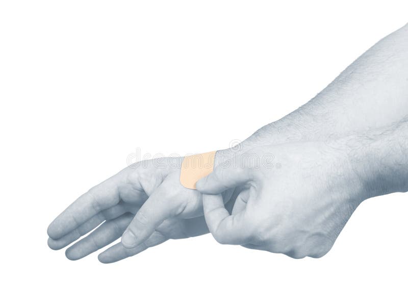 Putting a Small Adhesive Plaster on a Palm. Stock Photo - Image of ...