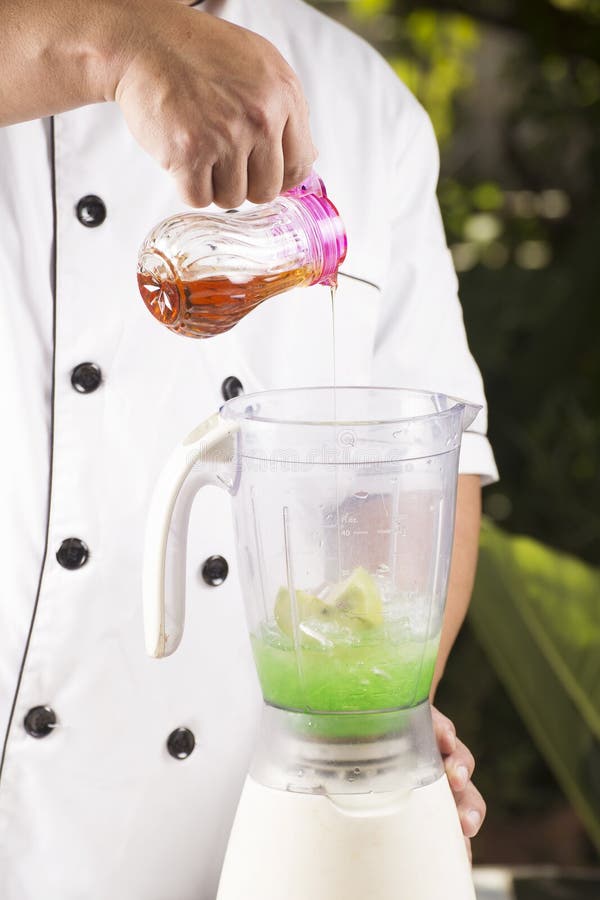 Putting Syrup for Making Green Apple Smoothie Stock Photo - Image of ...