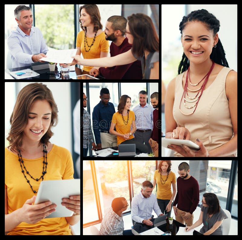 Putting in the Work. Composite Image of Businesspeople in the Office ...