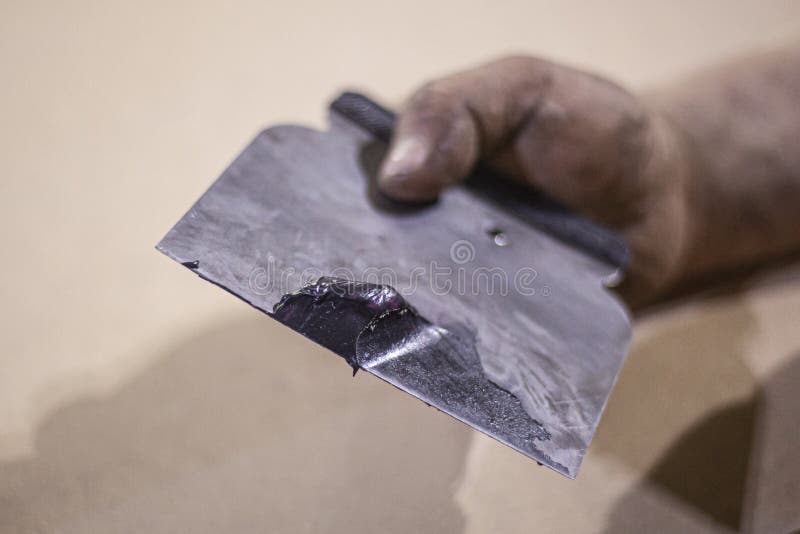 Putty Applied To the Spatula. Stock Photo - Image of arts, person ...