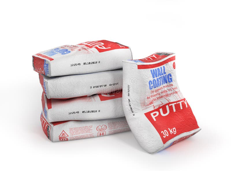 Cement in Bags on Pallet, 3D Rendering Stock Photo - Image of paper ...