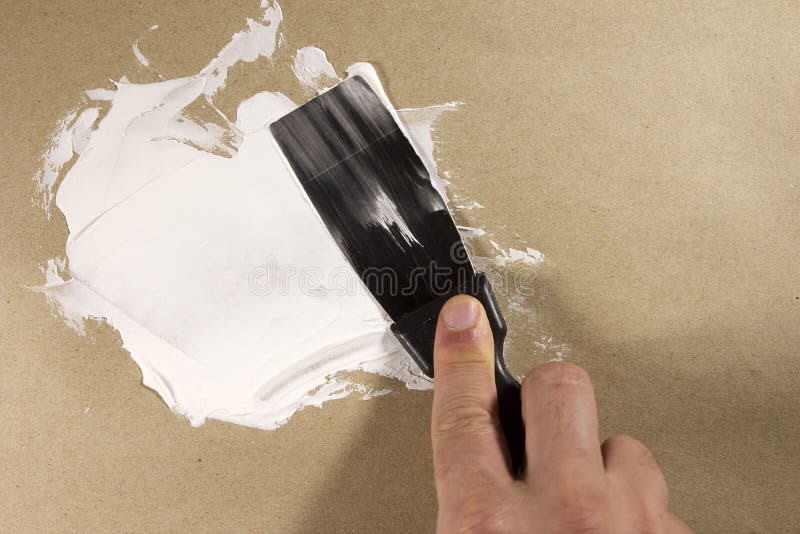 Putty Knife with Spackling Paste Stock Image - Image of thumb, space ...