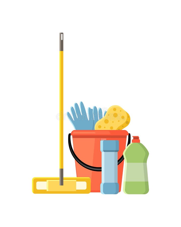 Putzzeug in Flachem Karikaturartvektor-Illustrationsisolator Vektor ...