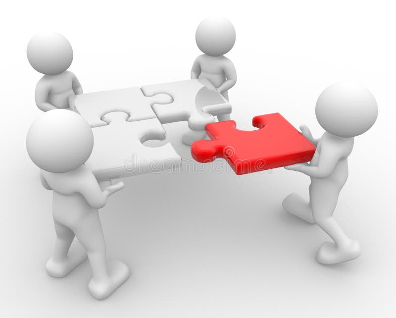 Two 3d Man Joining Together Puzzle Pieces. Stock Illustration ...