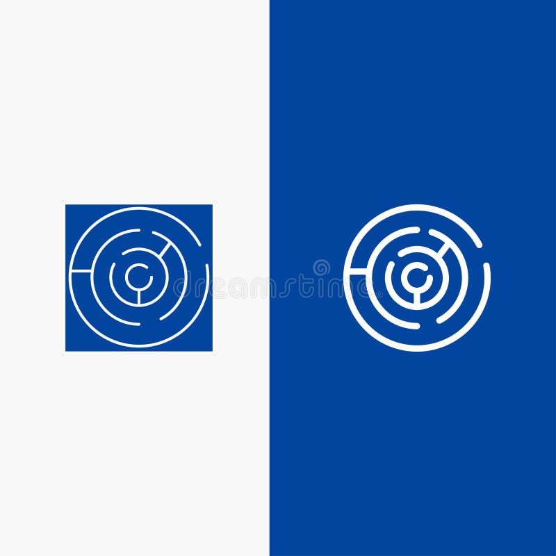Puzzle, Arrow, Strategy, Target, Point Line and Glyph Solid Icon Blue ...