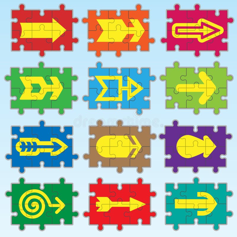 Puzzle arrows set stock vector. Illustration of concept - 19022714