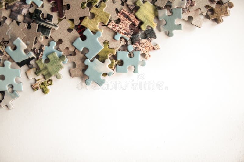 Puzzle. Background with Half Jigsaw Puzzle and Half White Copy Space ...