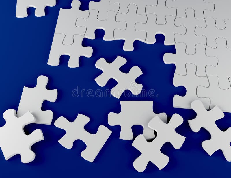 Puzzle on Blue Background 3D Illustration Strategy Problem Stock ...