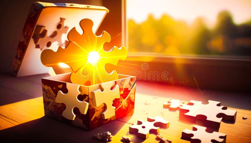 Puzzle Box with Sun Shining Out of it. Generative AI Stock Illustration ...