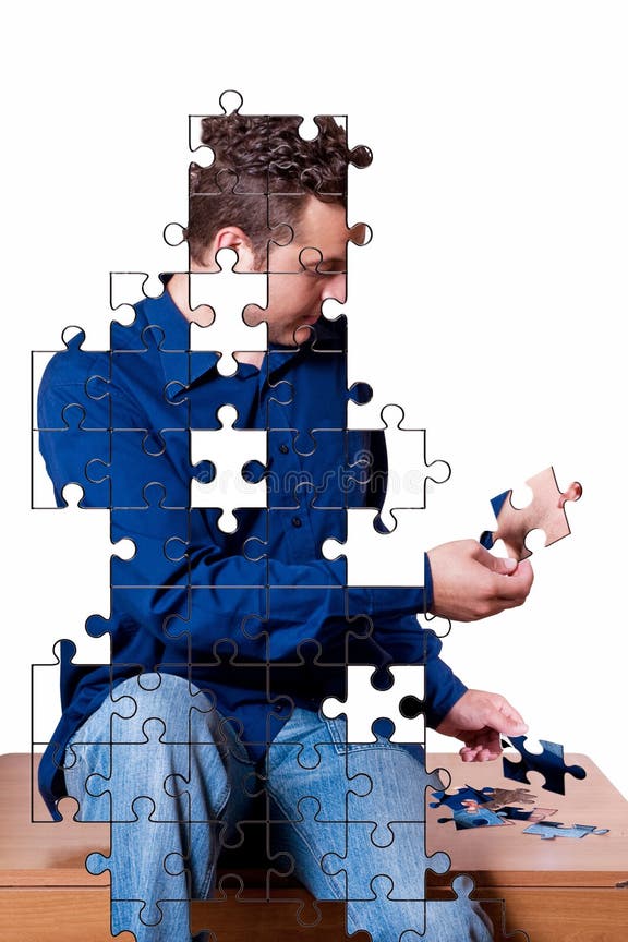 Puzzle boy stock photo. Image of male, connect, happy - 24038054