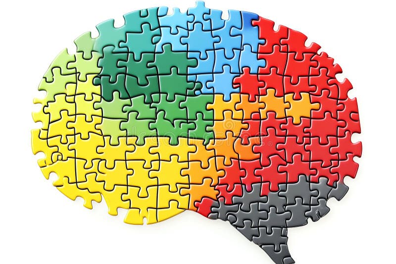Puzzle brain, AI generated stock illustration. Illustration of ...