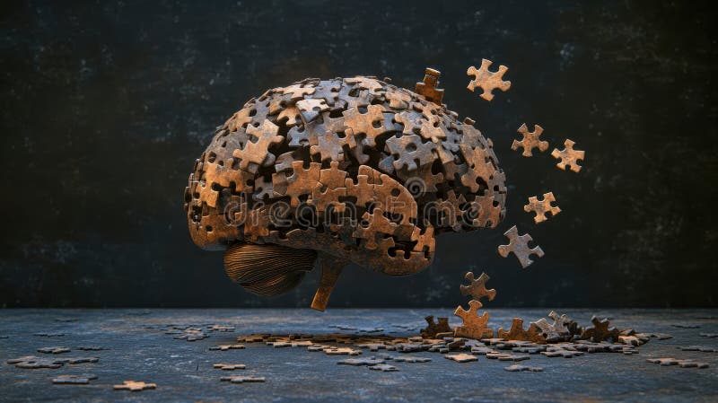 Puzzle Brain Disassembling, Symbolizing Cognitive Decline and ...