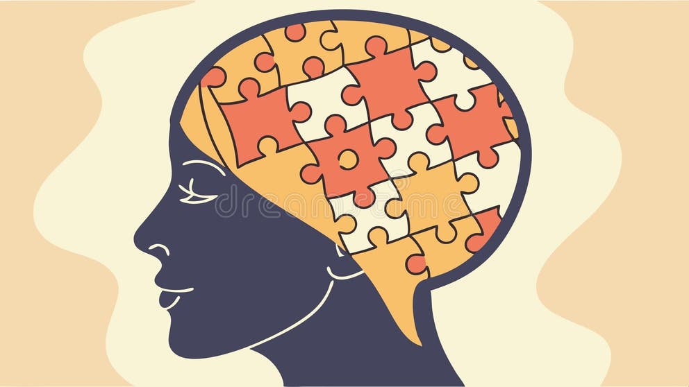 Puzzle Brain Profile Vector, Mind and Intellect Graphic Design. Vector ...