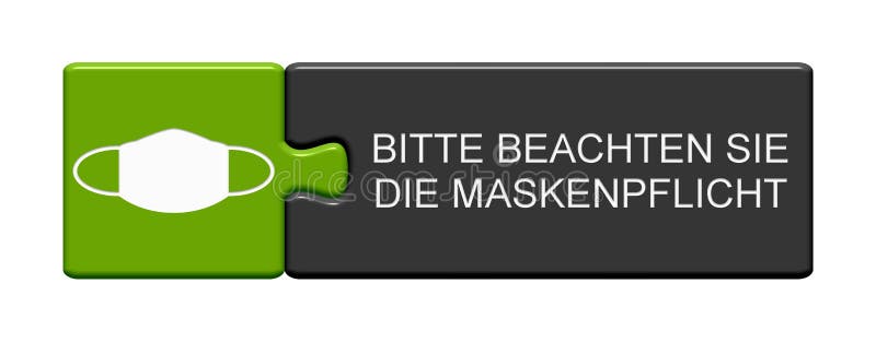 Puzzle Button: Please Obey Mask Mandatory in German Language Stock ...