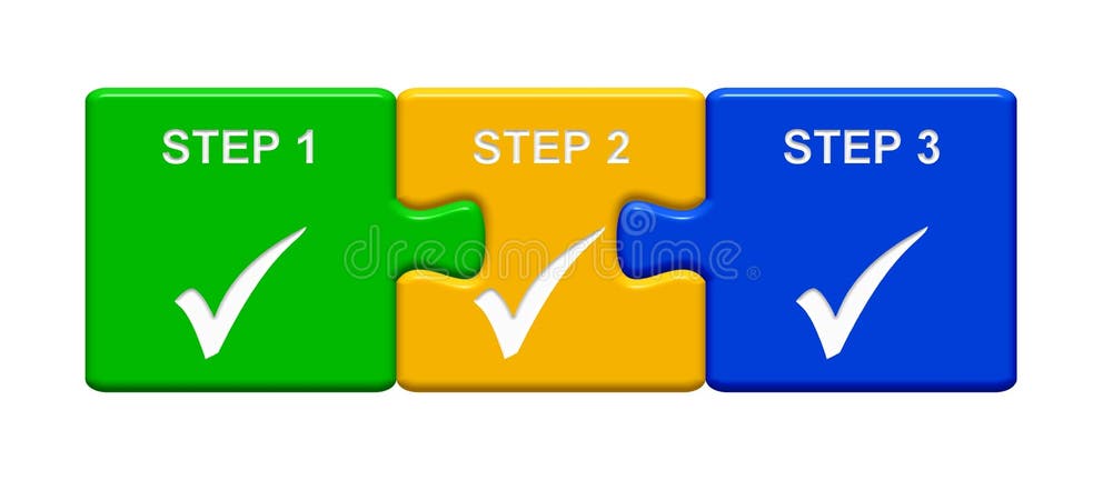3 Puzzle Buttons Showing Step 1, 2, 3 Stock Illustration - Illustration ...