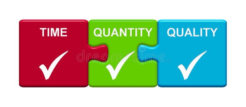 3 Puzzle Buttons Showing Time, Quantity, Quality Stock Illustration ...