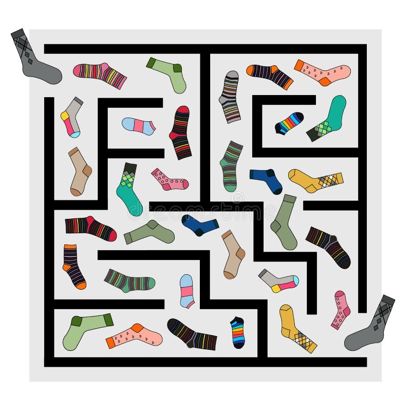 A Puzzle for Children. Find the Second Sock. Stock Vector ...