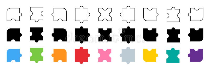Puzzle Collection. Puzzle Pieces Different Color and Design Stock ...