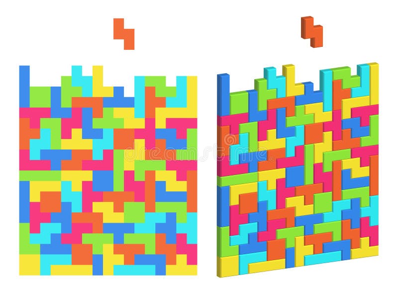 Puzzle with Colored Blocks. Assembled Mosaic of Rectangular Elem Stock ...