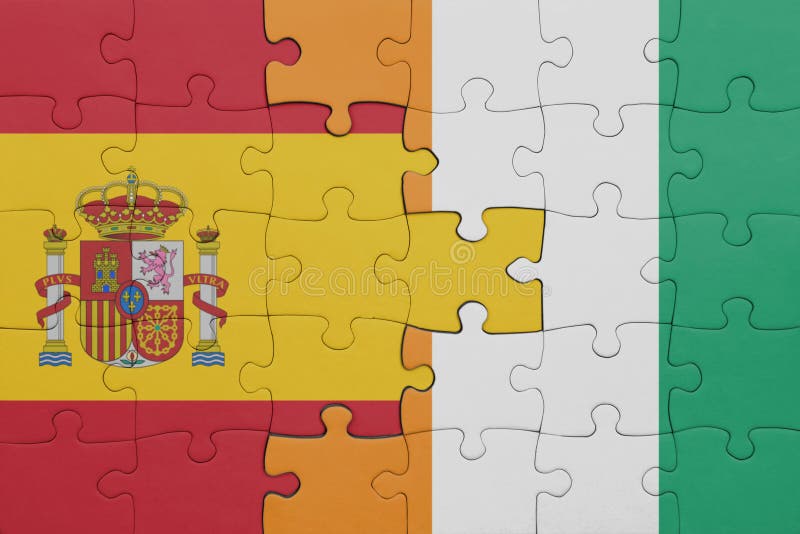 Puzzle with the Colourful National Flag of Cote Divoire and Flag of ...