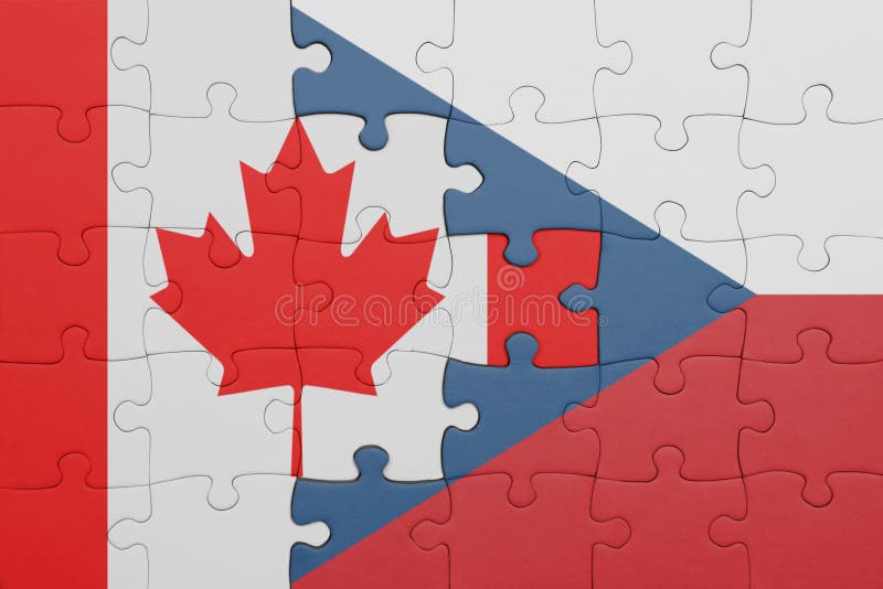 Puzzle with the Colourful National Flag of Czech Republic and Flag of ...