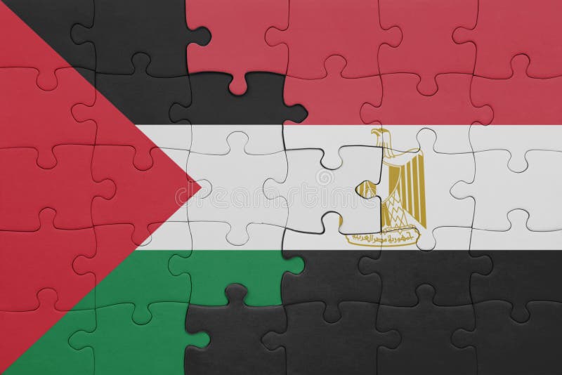 Puzzle with the Colourful National Flag of Egypt and Flag of Palestine ...
