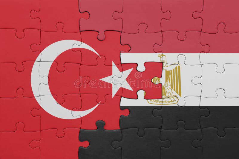 Puzzle with the Colourful National Flag of Egypt and Flag of Turkey ...