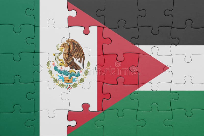 Puzzle with the Colourful National Flag of Jordan and Flag of Mexico ...