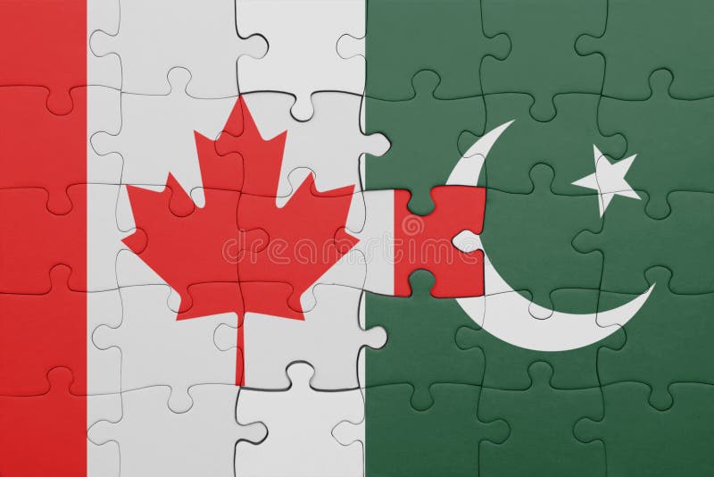 Puzzle with the Colourful National Flag of Pakistan and Flag of Canada ...