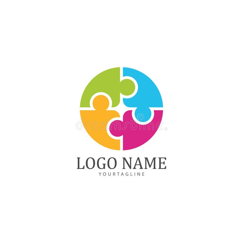 Puzzle and Community Social Network Logo Icon Illustration Vector Stock ...