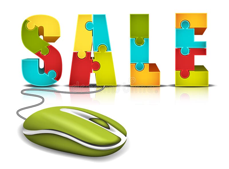 Puzzle and computer mouse stock vector. Illustration of ecommerce ...