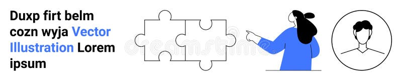 Puzzle Connection Theme with Flat Design Elements and Profile Avatar ...