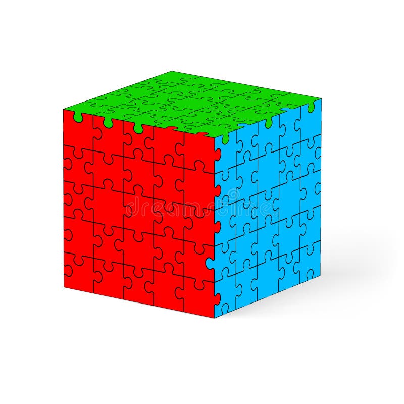 Puzzle cube. stock vector. Illustration of connection - 35396752