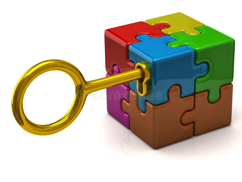Golden key and puzzle stock illustration. Illustration of insert - 50030060