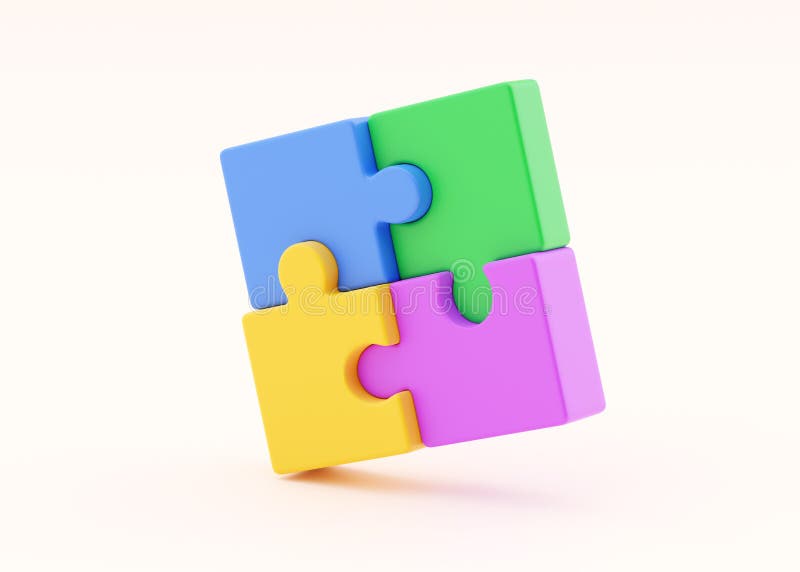 Puzzle 3d Render Icon - Team Connect Concept, Partnership Illustration ...