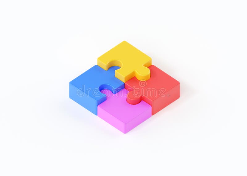 Puzzle 3d Render Icon - Teamwork Connect Idea, Partnership Illustration ...