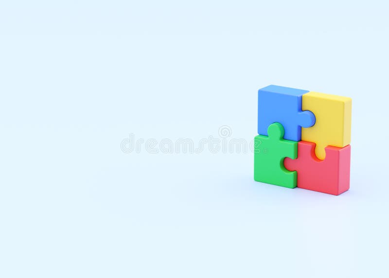Puzzle 3d Render Icon - Teamwork Connect Idea, Partnership Illustration ...