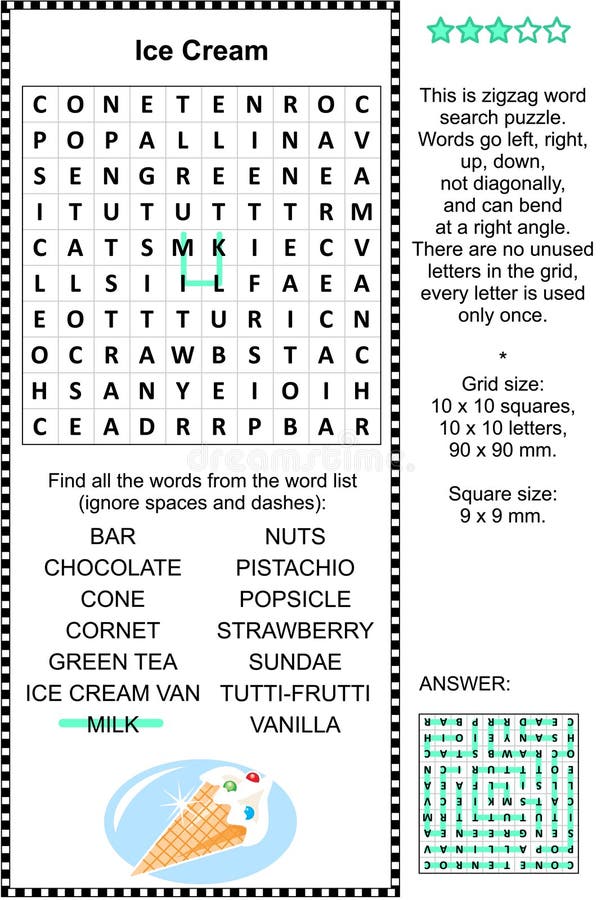 Puzzle Del Wordsearch Del Gelato Illustrazione Vettoriale ...