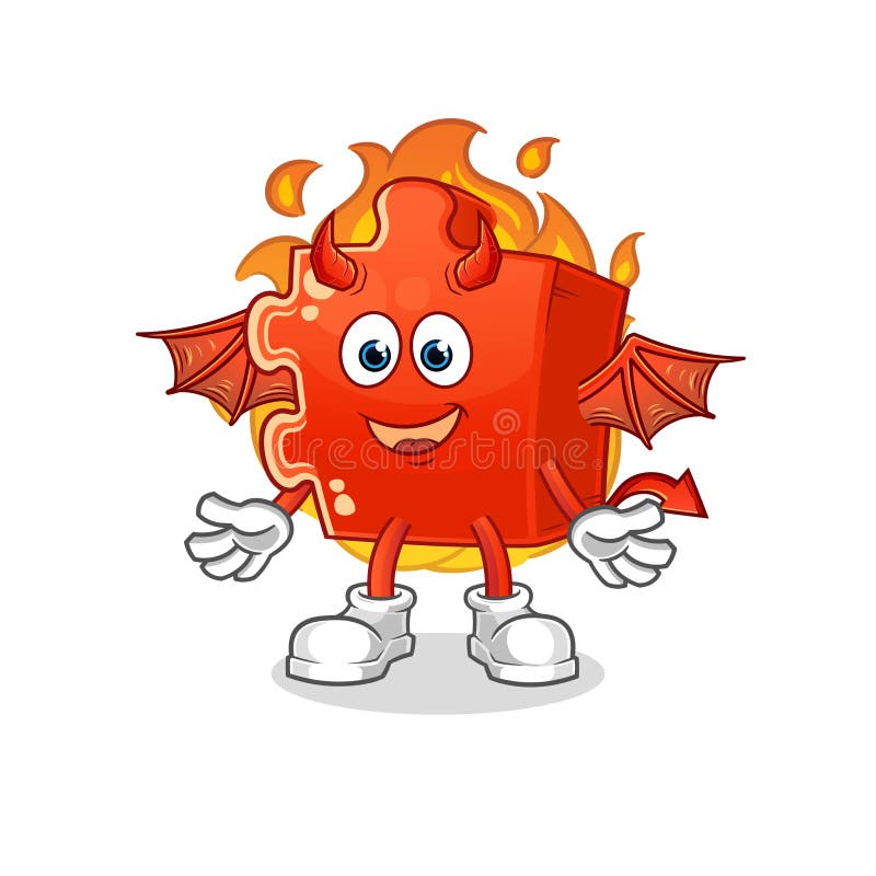 Puzzle Demon with Wings Character. Cartoon Mascot Vector Stock Vector ...