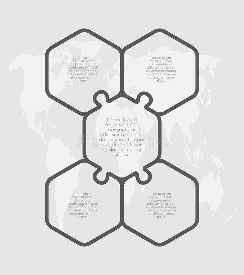 Puzzle Diagram Infographic Process on 5 Parts Stock Illustration ...