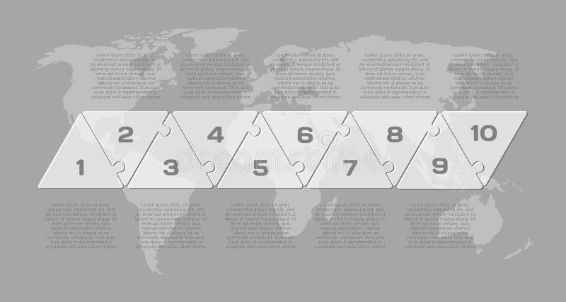 Puzzle Diagram Infographic Process on 10 Steps Stock Illustration ...