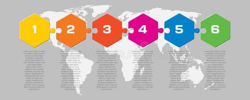 Puzzle Diagram Infographic Process on 6 Steps Stock Vector ...