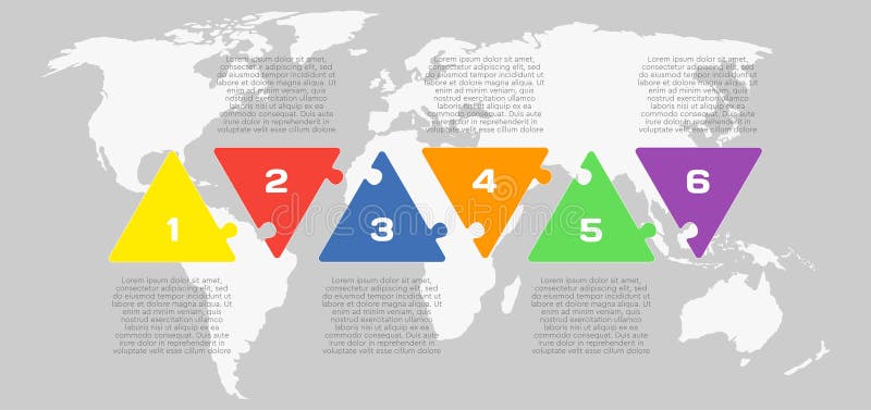 Puzzle Diagram Infographic Process on 6 Steps Stock Illustration ...
